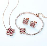China Clover Cultivation Red Treasure Necklace S925 Silver Color Pendant Collarbone Chain for sale