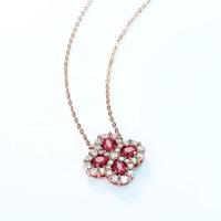 China Clover Cultivation Red Treasure Necklace S925 Silver Color Pendant Collarbone Chain for sale
