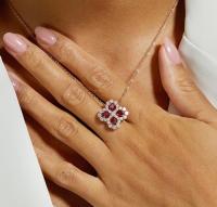 China Clover Cultivation Red Treasure Necklace S925 Silver Color Pendant Collarbone Chain for sale