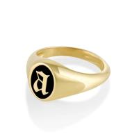 China 925 Sterling Silver 18K Gold Enamel Initial Signet Ring Third Party Appraisal Certificate for sale