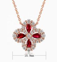 China Clover Cultivation Red Treasure Necklace S925 Silver Color Pendant Collarbone Chain for sale