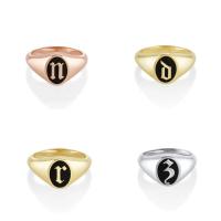 China 925 Sterling Silver 18K Gold Enamel Initial Signet Ring Third Party Appraisal Certificate for sale