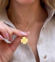 China Emerald Enamel Clover Girls Pendant Jewelry Lucky 18K Gold Plated 925 Sterling Silver for sale