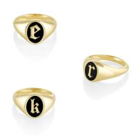 China 925 Sterling Silver 18K Gold Enamel Initial Signet Ring Third Party Appraisal Certificate for sale