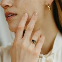 China 925 Sterling Silver 18K Gold Enamel Initial Signet Ring Third Party Appraisal Certificate for sale