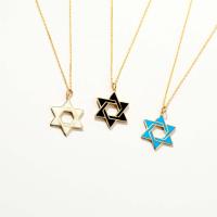 China Women's Classic 925 Silver 18K Gold Chain Enamel Hexagram Pendant Necklaces for sale