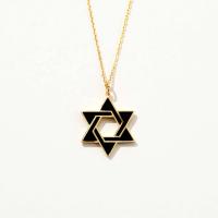 China Women's Classic 925 Silver 18K Gold Chain Enamel Hexagram Pendant Necklaces for sale