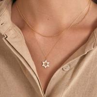 China Women's Classic 925 Silver 18K Gold Chain Enamel Hexagram Pendant Necklaces for sale