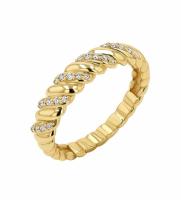 China Handmade Twist Classic 925 Sterling Silver Women's Ring Jewelry Plated With 18K Gold for sale