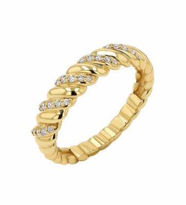China Handmade Twist Classic 925 Sterling Silver Women's Ring Jewelry Plated With 18K Gold for sale