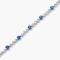 China 3MM White Zircon Ruby Tennis Bracelet Round Cut Sterling Silver Tennis Bracelet for sale
