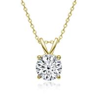 China 925 Sterling Silver Pendant for Girls 18K Yellow Gold Round Cut Solitaire Stone Gift for sale