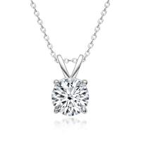 China 925 Sterling Silver Pendant for Girls 18K Yellow Gold Round Cut Solitaire Stone Gift for sale