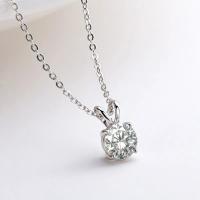 China 925 Sterling Silver Pendant for Girls 18K Yellow Gold Round Cut Solitaire Stone Gift for sale