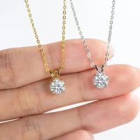 China 925 Sterling Silver Pendant for Girls 18K Yellow Gold Round Cut Solitaire Stone Gift for sale