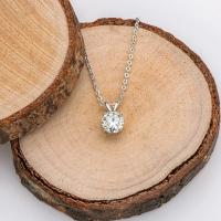 China 925 Sterling Silver Pendant for Girls 18K Yellow Gold Round Cut Solitaire Stone Gift for sale