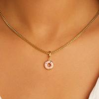 China Gold Plated Design Rainbow Colorful Small Pink Donut Charm Pendant in 925 Sterling Silver for sale