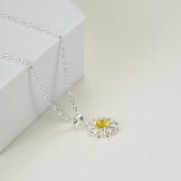 China 925 Sterling Silver Sunflower Pendant with Chain Jewelry Design Yellow Cubic Zircon for sale