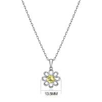 China 925 Sterling Silver Sunflower Pendant with Chain Jewelry Design Yellow Cubic Zircon for sale