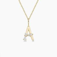 China 925 Sterling Silver CZ Letter Pendants in Simply 18K Gold Plated for Fashion Jewelry for sale