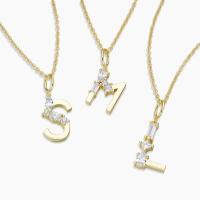 China 925 Sterling Silver CZ Letter Pendants in Simply 18K Gold Plated for Fashion Jewelry for sale