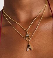 China 925 Sterling Silver CZ Letter Pendants in Simply 18K Gold Plated for Fashion Jewelry for sale