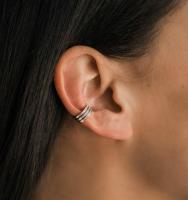 China Women's Classic Rainbow Pave Setting Cubic Zircon 925 Sterling Silver Ear Cuff Jewelry for sale