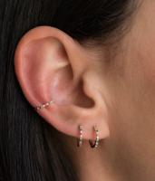 China Women's Classic Rainbow Pave Setting Cubic Zircon 925 Sterling Silver Ear Cuff Jewelry for sale