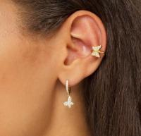 China 18K Gold Plated Butterfly Earring Cuff With Micron Pave White CZ Trendy Women Jewelry for sale