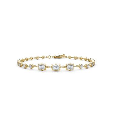China 18K Gold Plated Micron Pave CZ Delicate Chain Design Tennis Bracelets Timeless Beauty for sale