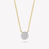 China Disc Shaped Tiny 18K Gold Plated CZ Diamond Necklace for Girls in Classic Style Design for sale