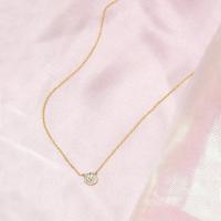 China Disc Shaped Tiny 18K Gold Plated CZ Diamond Necklace for Girls in Classic Style Design for sale