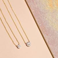 China Disc Shaped Tiny 18K Gold Plated CZ Diamond Necklace for Girls in Classic Style Design for sale