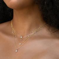 China Disc Shaped Tiny 18K Gold Plated CZ Diamond Necklace for Girls in Classic Style Design for sale