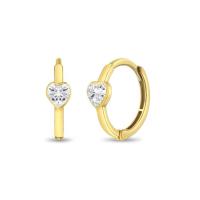 China 925 Sterling Silver 14k Gold Plated Sparkling Heart Girls Hoop Earrings Perfect For Everyday Wear for sale