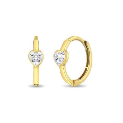 China 925 Sterling Silver 14k Gold Plated Sparkling Heart Girls Hoop Earrings Perfect For Everyday Wear for sale