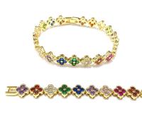 China Fresh Water Pearl CZ Stones Tennis Bracelets Plated Custom Jewelry Rainbow Gold Copper Brass for Women for sale