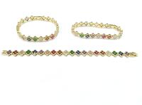 China Fresh Water Pearl CZ Stones Tennis Bracelets Plated Custom Jewelry Rainbow Gold Copper Brass for Women for sale