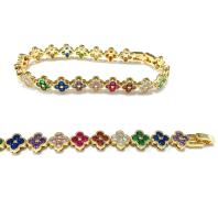 China Fresh Water Pearl CZ Stones Tennis Bracelets Plated Custom Jewelry Rainbow Gold Copper Brass for Women for sale