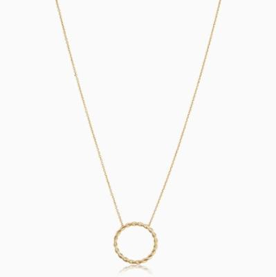 China 14K Gold Plated 925 Sterling Silver Twist Pendant Necklace with 16 Inch Length Link Chain for sale