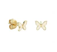 China Tiny White Enamel Butterfly Shaped 925 Sterling Silver Stud Earrings with Express Shipping for sale