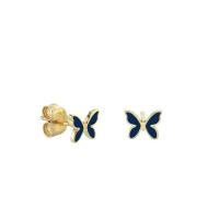 China Tiny White Enamel Butterfly Shaped 925 Sterling Silver Stud Earrings with Express Shipping for sale