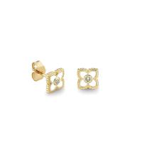 China 18K Gold Plated Turquoise Enamel Mini Stud Flower Earrings in 925 Sterling Silver for sale