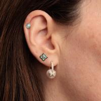 China 18K Gold Plated Turquoise Enamel Mini Stud Flower Earrings in 925 Sterling Silver for sale