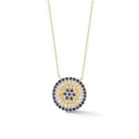 China Blue and White CZ Necklace Circle Shaped 925 Sterling Silver for Girls' Stunning Look for sale