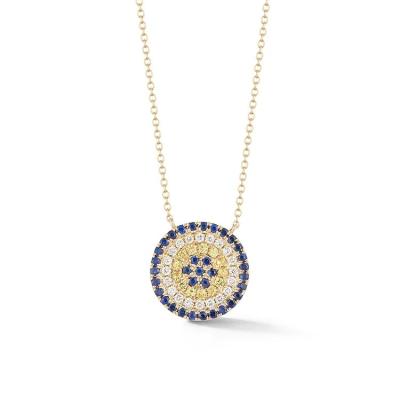 China Blue and White CZ Necklace Circle Shaped 925 Sterling Silver for Girls' Stunning Look for sale