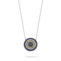 China Blue and White CZ Necklace Circle Shaped 925 Sterling Silver for Girls' Stunning Look for sale