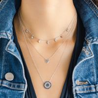 China Blue and White CZ Necklace Circle Shaped 925 Sterling Silver for Girls' Stunning Look for sale