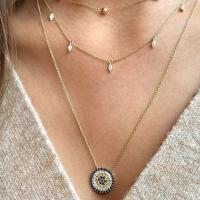 China Blue and White CZ Necklace Circle Shaped 925 Sterling Silver for Girls' Stunning Look for sale