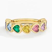 China 18K Gold Heart Shaped Rainbow Bezel Ring for Valentine's Day Gift from Fashion Jewelry for sale